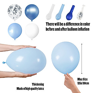 Blue Balloon Garland Arch Kit 122 PCS Metallic Blue White and Silver Confetti Latex Balloons for Baby Shower Bridal Shower Birthday Wedding Bachelorette Anniversary Party Decorations