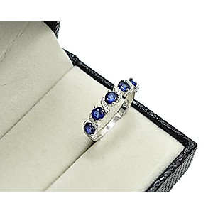 4 MM Natural Blue Sapphire Ring 925 Sterling Silver September Birthstone Cluster Ring Sapphire Jewelry Art Deco Ring Engagement Gift For Girlfriend (RG-7798) (Yellow Gold Plated Silver, 8 US)