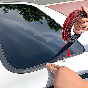 BESULEN 26 Ft Car Windshield Weather Stripping, 14mm+19mm T Shape Adhesive Rubber Seal Strip, Auto Sunroof Sealing Gasket, Front Rear Windshield Trim Stripping Leak Sound Proofing Weatherstrip