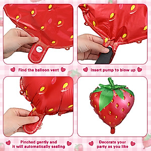 Tatuo 12 Pieces Spring Day Theme Party Balloon Aluminum Foil Balloon for Wedding Birthday Baby Shower Party Decorations Supplies (Strawberry)
