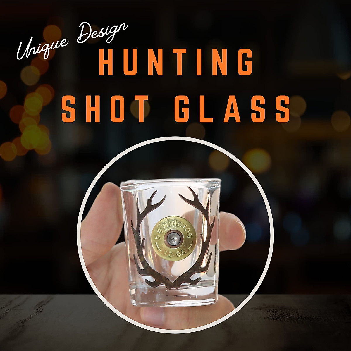 HAMILO Shotgun Shell Deer Hunting Shot Glass Set Of 2, 2 Oz, Funny Novelty Shot Glasses, Decorative Shot Gun Shell Gift for Hunting&Gun Lovers, Cool Bullet Cowboy Shot Glass, Mom, Dad, Teacher, Friend