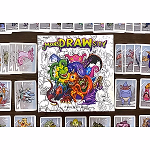 Deep Water Games MonsDRAWsity, Drawing Party Game Based on Verbal Description, Take Turns Describing & Drawing a Bizarre Monster - Be The Player Whose Drawing Most Closely Matches, 8+, 3-8 Players