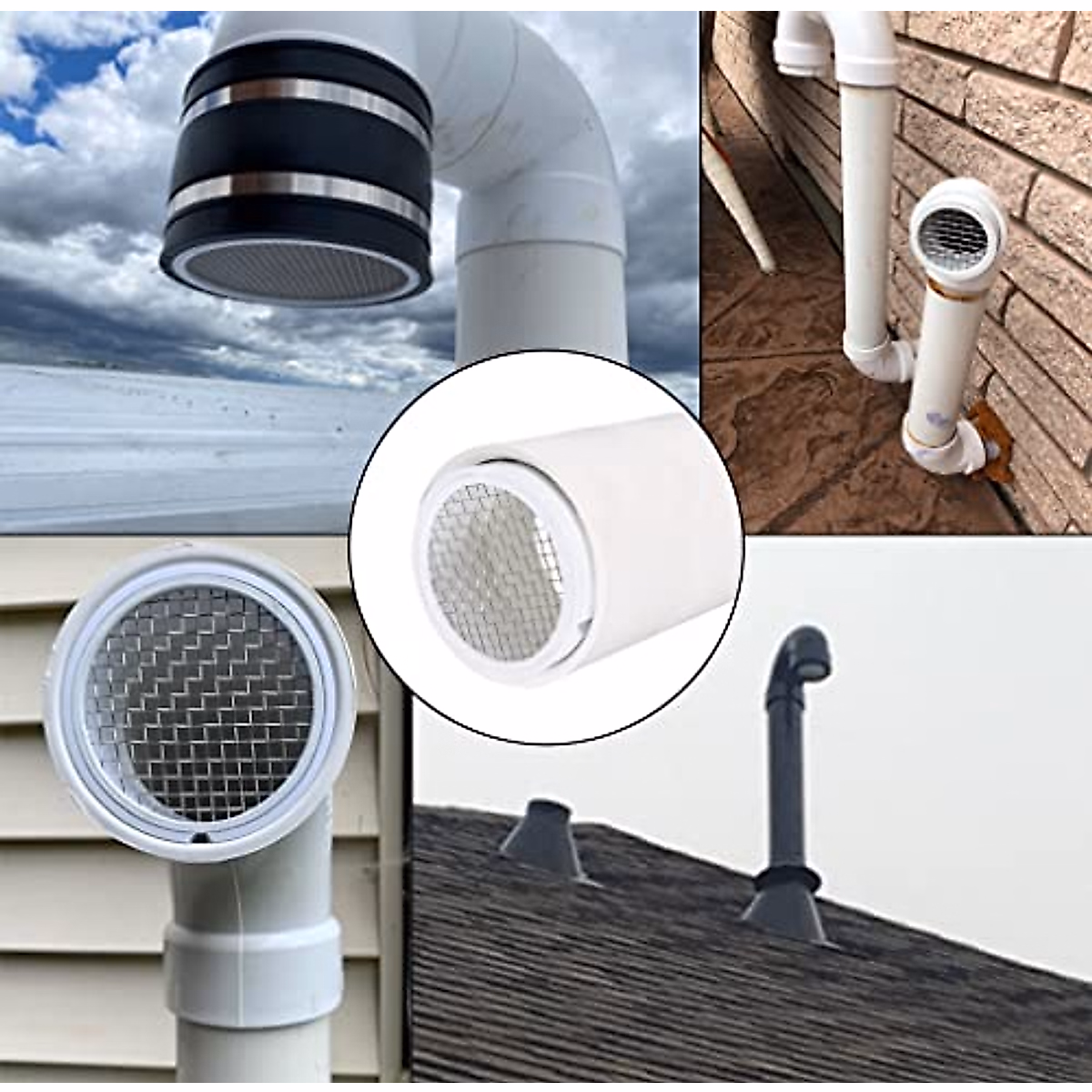 Raven R1508 Termination Cap Vent Cover Mesh Screen, Round Furnace PVC Pipe Stainless Steel Roof Vent Cap, Drain Screen 2" Inner & 2-3/8" Outer Diameter