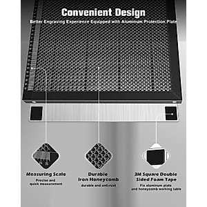 FAHKNS Honeycomb Working Table, 13.8"x13.8"x0.87" Honeycomb Laser Bed for Most Laser Engravers, for Fast Heat Dissipation and Table-Protecting with Aluminum Plate