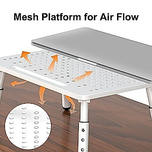 Bracwiser Foldable Monitor Riser Metal Computer Stand for Desk 3 Height Adjustable Laptop Stand with Pen Storage, White, MST013W