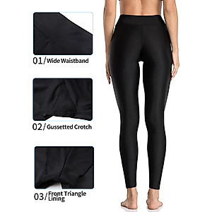 ATTRACO Women's Swim Tights Swimming Leggings Long Swimming Pants Black M