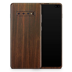 DesignSkinz Dark Walnut Stained Wood Protective Vinyl Decal Wrap Skin Cover Compatible with The Samsung Galaxy S20 (Screen Trim & Back Glass Skin)
