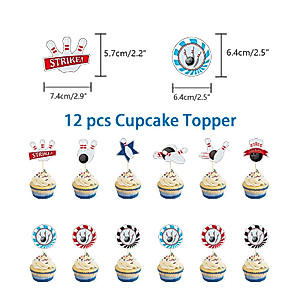 Bowling Theme Party Supplies Set Including Bowling Happy Birthday Banner, Bowling Cake & Cupcake Toppers, Bowling Balloons, Bowling Party Decorations for Kids Adults Teens