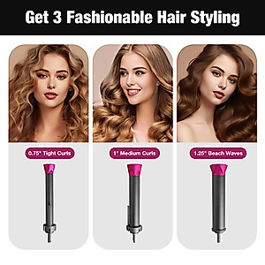 ECOJIA 3 in 1 Curling Iron Automatic Hair Styling Curler Wand Set with 3 Interchangeable Ceramic Coasting Barrels(0.75'' to 1.25'') Temperature Adjustments Fast Heat-UP 446°F for Long Medium Hair