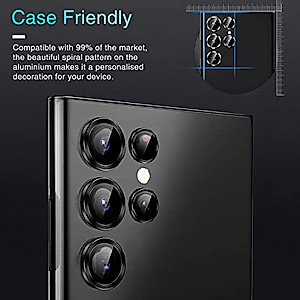 IMBZBK [5+5 Pack] for Samsung Galaxy S23 Ultra Camera Lens Protector Accessories Cover Camera Screen Protector Tempered Glass for Samsung Galaxy S23 Ultra Aluminum Edge Metal Case Friendly, Black