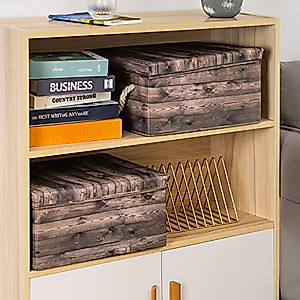 YOUDENOVA Storage Bins with Lids, Closet Storage Bins, Rustic Storage Boxes with Rope Handles, Set of 2