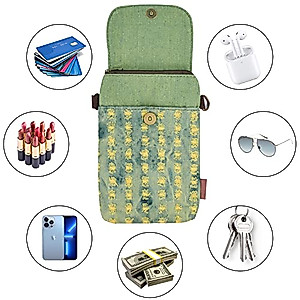 WITERY Small Crossbody Bags for Teen Girl - Handmade Cute Canvas Cross Body Phone Purse Cloth Pouch with Adjustable Shoulder Strap, Mini Women Travel Cell Phone Purse Wallet