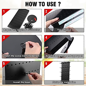 Rotating Display Stand Pegboard Display Rack 10.4'' W 23.6'' H Four Sided Peg Board Display Stands for Selling Vendor Craft Shows Pegboard Organizer Retail Counter Display with 54 Pcs Hooks (Black)