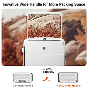 Hanke Luggage Hard Shell Suitcases 24 Inch Checked-Medium Luggage with Spinner Wheels TSA Approved Luggage Travel Luggage Wide Handle for Men Women(Smoke White)