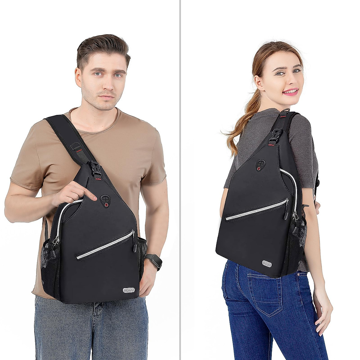 MOSISO Rope Sling Backpack (Up to 13 inch), Multipurpose Crossbody Chest One Shoulder Outdoor Travel Hiking Daypack, Black