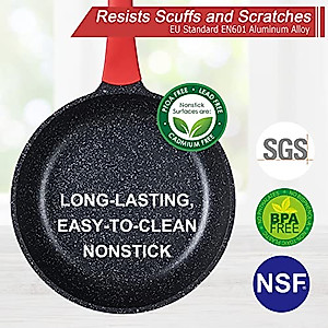 Pots and Pans Set, imarku 16-Piece Cookware Sets Nonstick Granite Coating, Induction Kitchen Cookware Easy to Clean, Cooking Pot Pan Set with Stay-Cool Handle, Kitchen Gadgets 2023 Red