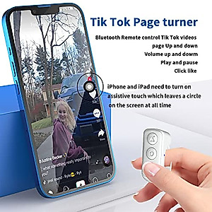 Vekesen TIK Tok Kindle App Bluetooth Remote Control Page Turner TikTok Remote Scrolling Ring clicker for iPhone iPad Camera Remote Shutter Selfie Button (Oyster White)