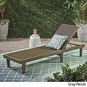 Addisyn Outdoor Wooden Chaise Lounge, Gray Finish