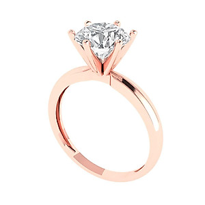 Clara Pucci 2.0 ct Round Cut Solitaire Genuine Moissanite Wedding Bridal Designer Anniversary Engagement Ring in 14k rose Gold for Women