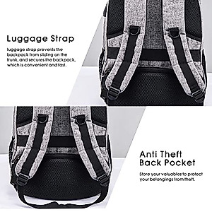 JOSHIOKI Travel Laptop Backpack 17.77 Inch with Anti theft Computer Business Daypack for Hiking,Casual Bag with USB Charging Port Gifts for Men & Women Grey