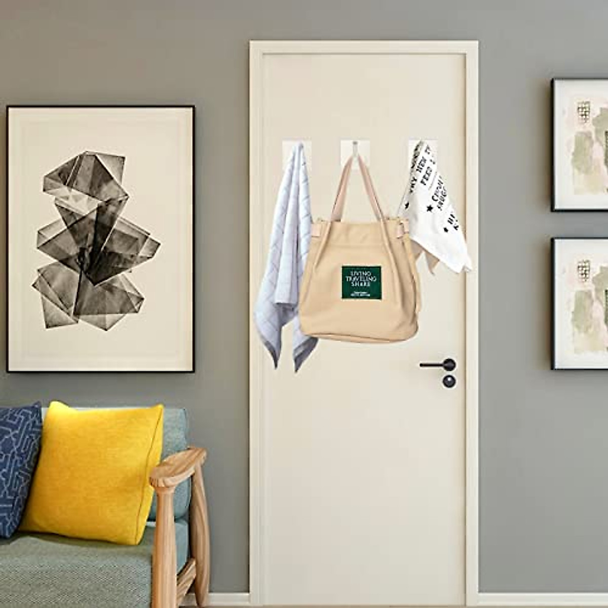 Watpot Acrylic Hat Hooks for Wall, Clear Adhesive Hooks for Hanging Towel Coat Bag, 6 Pack