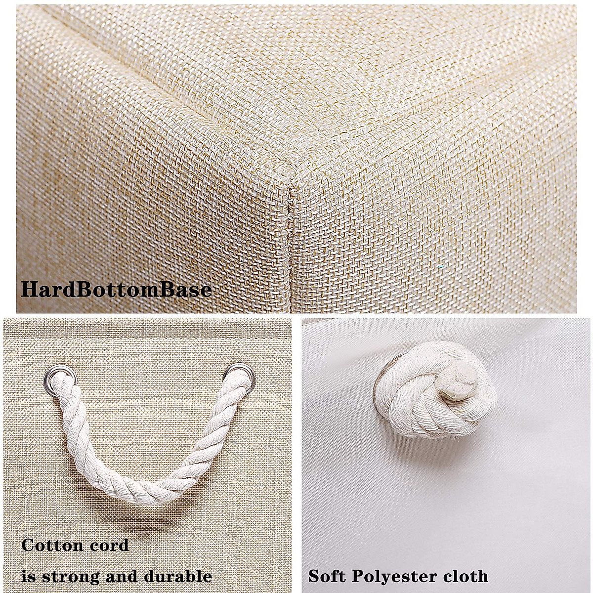 FAGlSAK Large Foldable Storage Bin 13" X 13" Storage Baske Organizer Basket Shelf Cube with Sturdy Cotton Carry Handles for Baby Nursery Closet Shelves Organization (Beige, Set of 3)