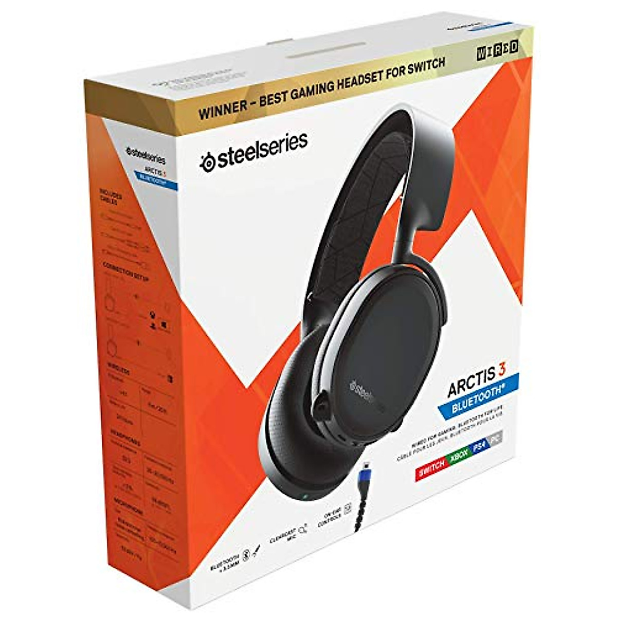 SteelSeries Arctis 3 Bluetooth - Wired Gaming Headset + Bluetooth - For Nintendo Switch, PC, PS5/PS4, Xbox Series X|S|One, VR, Android, and iOS - Black