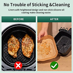 Air Fryer Liners Disposable Paper, 150 PCS Non-stick Parchment Paper, Air Fryer Disposable Liners For 5-8QT Air fryer, Oil-proof 8 Inch Airfryer Paper for Frying, Baking, Roasting Microwave (Square)