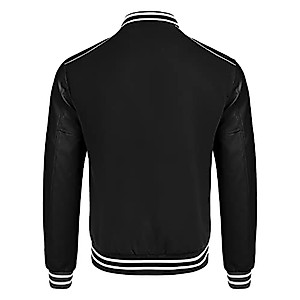 COOFANDY Mens Fashion Varsity Jackets Casual Leather Sleeves College Baseball Bomber Jacket Streetwear