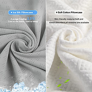Neck Pillow Memory Foam, Neck/Shoulder Pain Relief, with Replacement Pillowcase【Cooling Ice Silk&Cotton】 Cervical Sleeping Pillow Neck Contour Support Bed Pillow for Side Back Stomach Sleeper