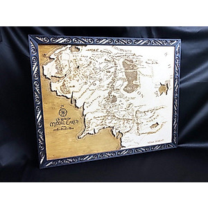 Handmade Large Wooden Map Compatible with Hobbits and Middle Earth Map LOTR | Set of coasters | Map Gift Idea| Decor Map | Gift Idea Fantasy Map | Gift for Him | Gift for Her