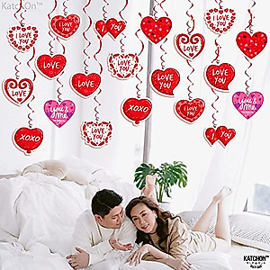 KatchOn, I Love You Valentines Hanging Swirls - Pack of 30, Valentines Day Decorations | Valentines Heart Decorations for Valentines Day Decor | Hanging Hearts Decorations for Valentines Decorations.