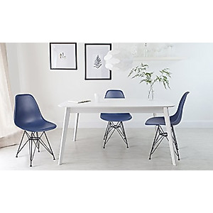 GIA Contemporary Armless Dining Chair, Qty of 1, Blue Seat with Black Metal Legs
