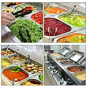 PINGEUI 3 PCS 1/2 Size 4-Inch Depth Steam Table Pan, Stainless Steel Hotel Pan, Anti-Jamming Steam Pan for Hotels, Restaurants, Bakeries, 22 Gauge, Silver