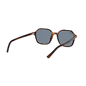 Ray-Ban RB2194 John Square Sunglasses, Striped Havana/Blue, 53 mm