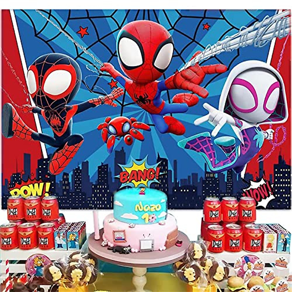 Spidey and His Amazing Friends Backdrop, Spiderman Hero Background for Kids Birthday Party Decoration, 5 x 3 ft Superhero and His Amazing Friends Photography Banner for Baby Shower (Spidey Backdrop)