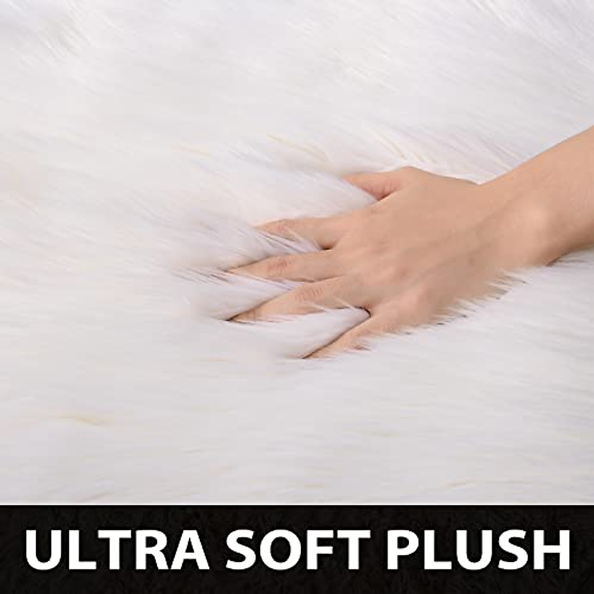 Fulie Ultra Soft Rug Faux Sheepskin Fur Area Rug, White Fluffy Shag Rug for Girls Bedroom Bedside Floor Carpets, Fuzzy Plush Rugs for Sofa Living Room Indoor Home Decor, 3x5 Feet