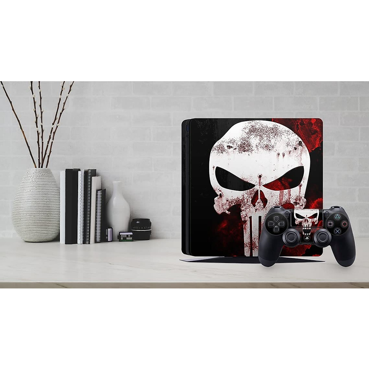 ZOOMHITSKINS Compatible with PS4 Slim Skin, Punisher Revenger Superhero Punishing, Durable & Fit, 3M Vinyl, Made in The USA