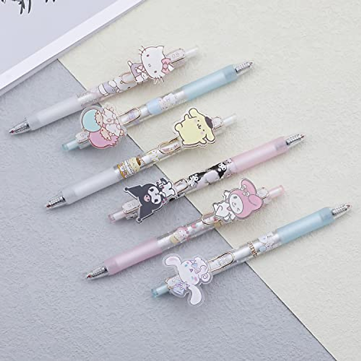 G-Ahora 6pcs Cartoon Kitty Ballpoint Pens Kawaii Kitty Cat Gel Pens Black Ink 0.5mm School Supplies(Gel-slo A)