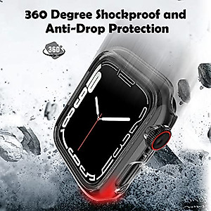 QHOHQ 2 Pack Hard PC Case Suitable for Apple Watch Series 8 45mm & Series 7 45mm with Tempered Glass Screen Protector, Full Coverage, Touch Sensitive, Ultra-Thin HD Bumper Protective Cover - Clear