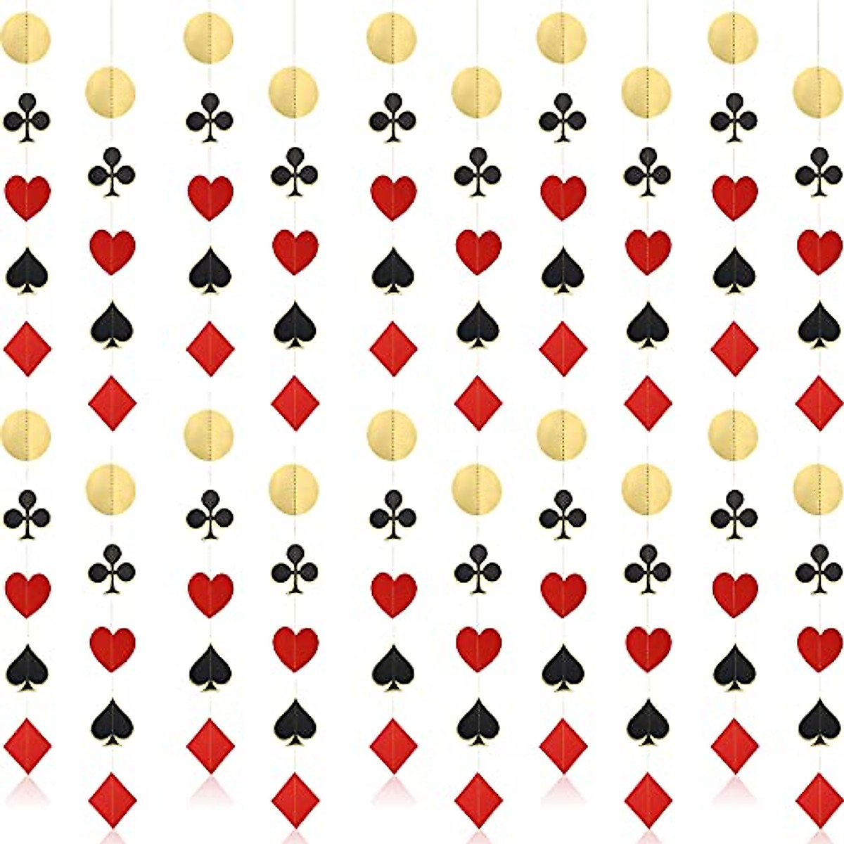 6 Pcs 46.3 Feet Casino Party Decorations Casino Party Hanging Paper Garlands Las Vegas Theme Poker Card Garlands Casino Night Banner Garland Party Photo Booth Backdrops Props(Cute Style)