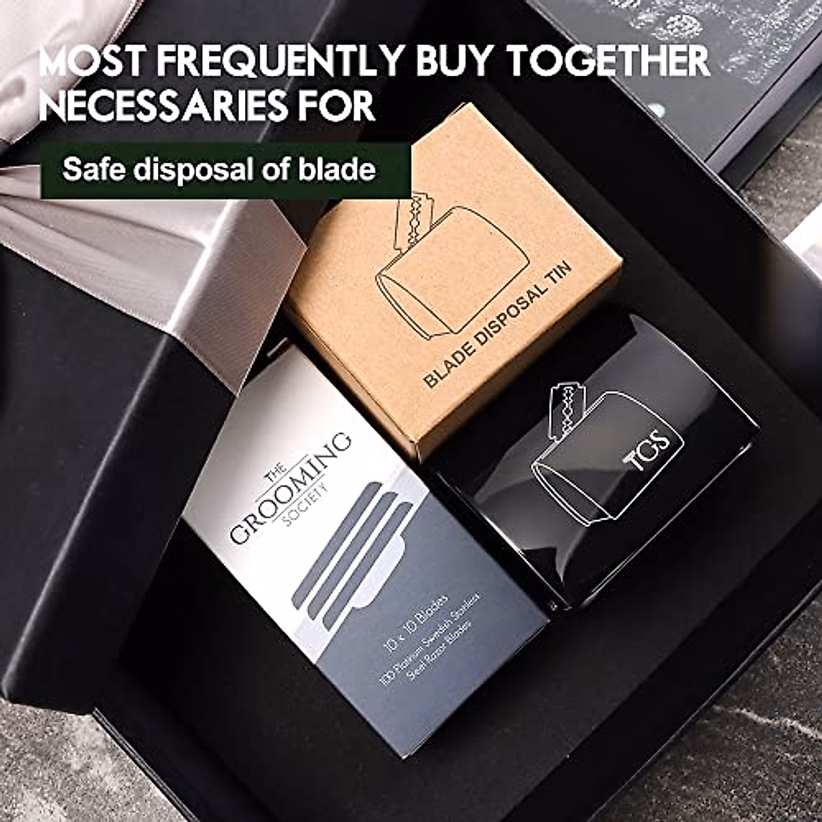 THE GROOMING SOCIETY Razor Blade Storage Bank,Safety Razor Blade Disposal Case,DE Blade Mail Box,for Storaging Used DE Safety Razor Blade (Black)