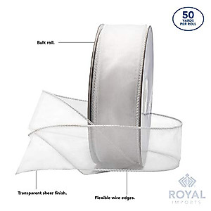 Royal Imports Organza Wired Sheer Ribbon 1.5" (#9) for Floral & Craft Decoration, 50 Yard Roll (150 FT Spool), Royal Blue