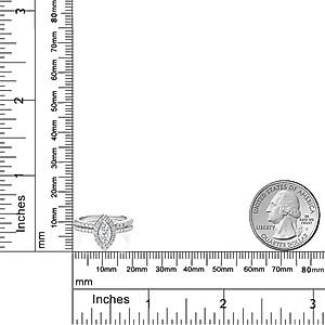 Gem Stone King 925 Sterling Silver White Moissanite Wedding Engagement Ring Band Bridal Set For Women (1.02 Cttw, Marquise Cut 8X4MM, Available in Size 5,6,7,8,9)