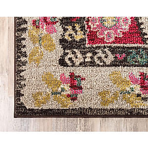 Unique Loom Sedona Collection Southwestern, Geometric, Border, Over-Dyed, Modern, Tribal, Abstract Area Rug, 9 ft x 12 ft, Multi/Beige