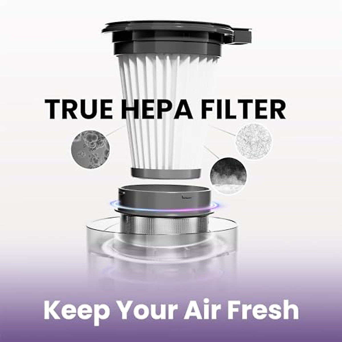 Cordless Vacuum Cleaner for Home | 400W Powerful Stick Vacuum | Long Runtime Detachable Battery | LED Display | Deep Clean for Hard Floor Carpet (White-Purple)