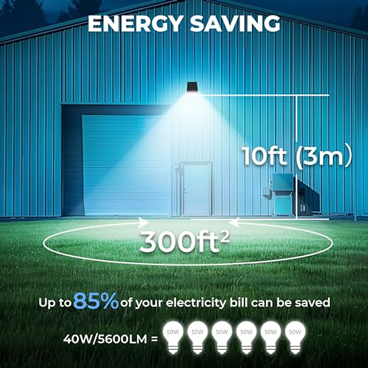 CINOTON 40W LED Wall Pack Light with Dusk to Dawn Photocell and 240W/150W/100W LED Parking Lot Light Outdoor Arm & Slipfitter Mount