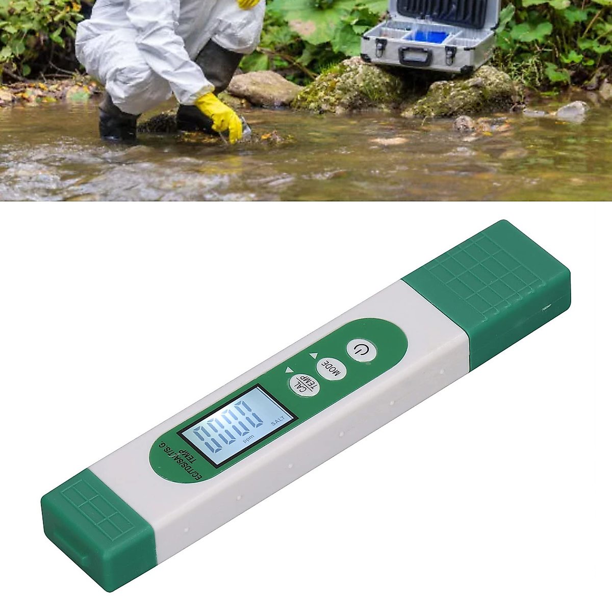 Pen Type Water Quality Meter, High Accuracy Automatic Temperature Compensation Portable Sensitive Probe 5 in 1 Water Tester EC SG Salt TDS Temp for Spas