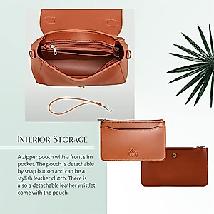 Vintage Vegan Leather Flap Top Handle Bag For Women Light Brown Camel Retro Satchel Casual Purse Simple Shoulder Classic Handbag