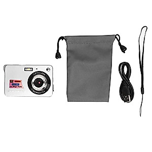 Digital Camera, 4K Ultra HD Mini Camera 48MP 2.7in Screen, USB Rechargeable, Compact Camera Pocket Camera with 8X Digital Zoom for Kid's Gifts (Silver)